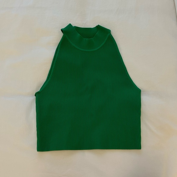 Babaton | Tops | Aritzia High Neck Sculpt Green Ribbed Top | Poshmark